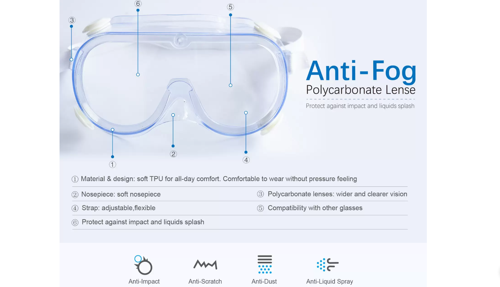 Arena Goggles | Prescription | Anti Fog Safety Goggles